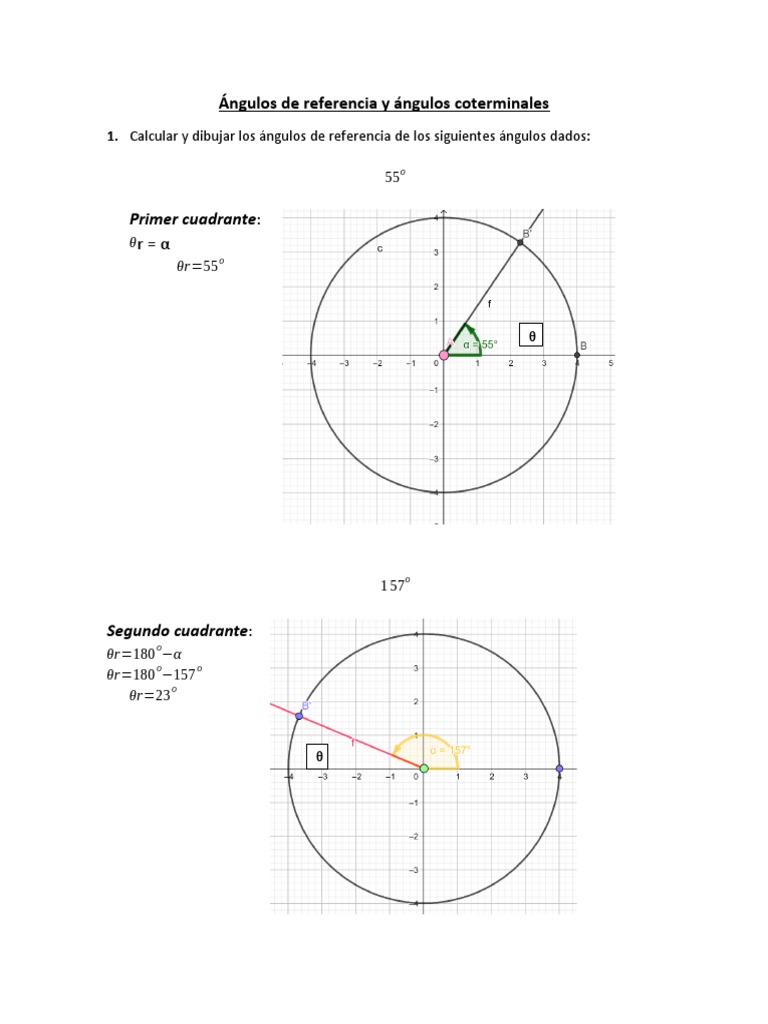 Ángulos Coterminales y de Referencia | PDF