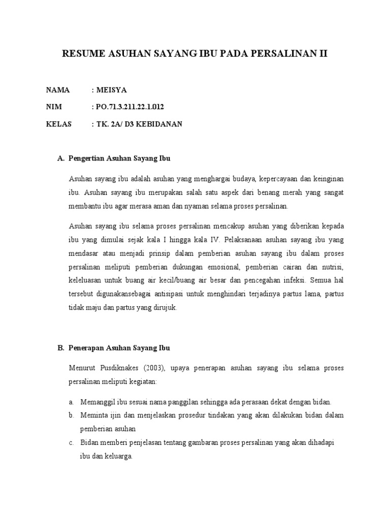 Mesiya (Resume Persalinan Dan BBL | PDF