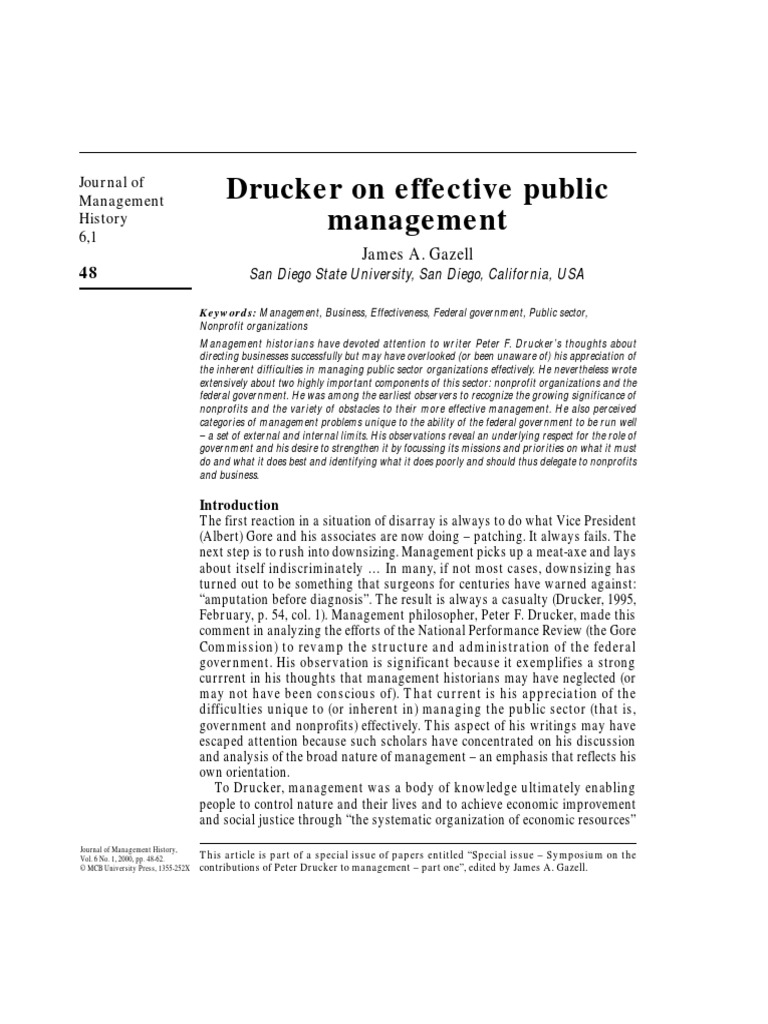 Drucker On Effective Public Management | PDF | New Deal | Nonprofit ...