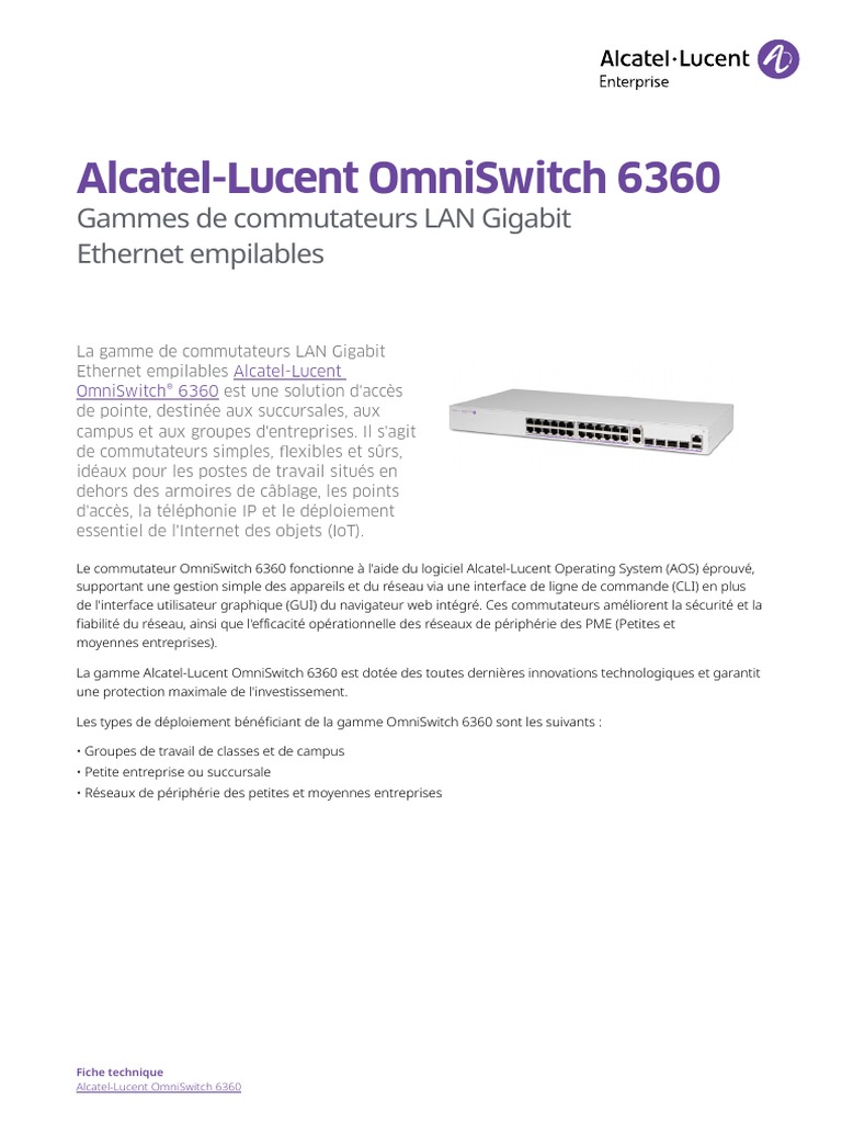 Omniswitch 6360 Datasheet FR | PDF | Ethernet | I Pv6