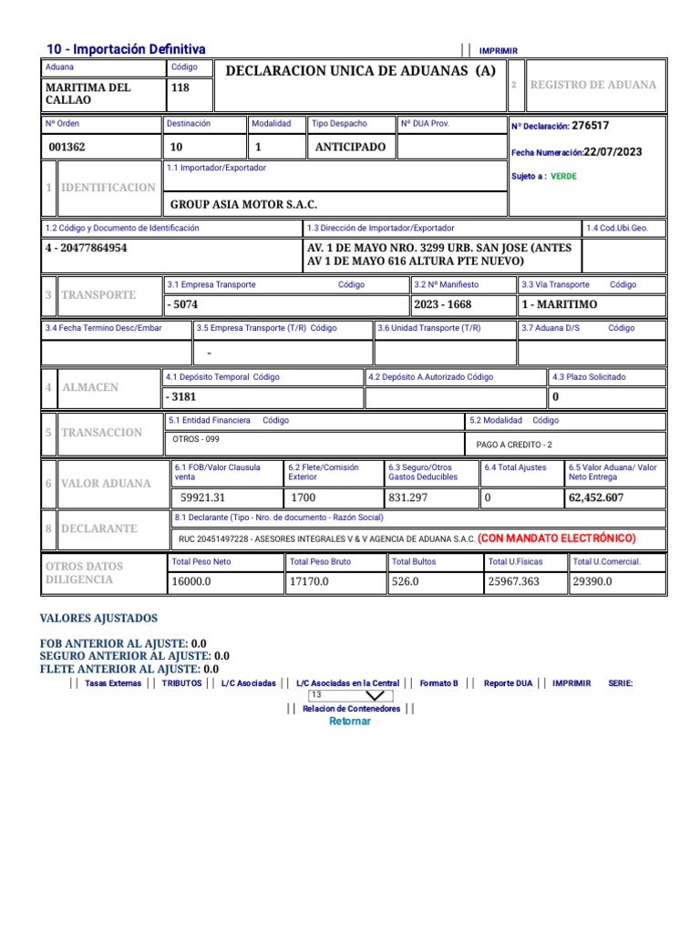 Importación Definitiva Callao 2023 | PDF | Economias | El comercio ...