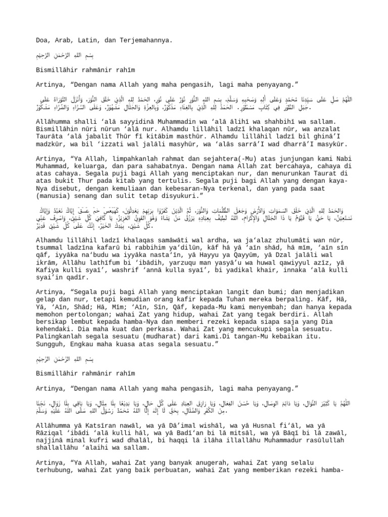 Doa, Arab, Latin, Dan Terjemahannya | PDF