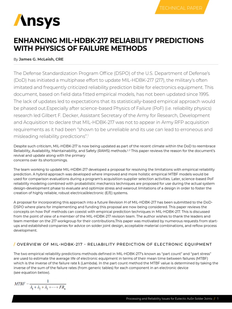 Ansys DFR Mil HDBK 217 | PDF | Reliability Engineering | Printed ...