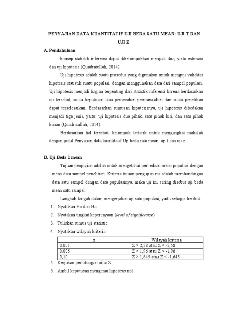 Penyajian Data Kuantitatif Uji | PDF