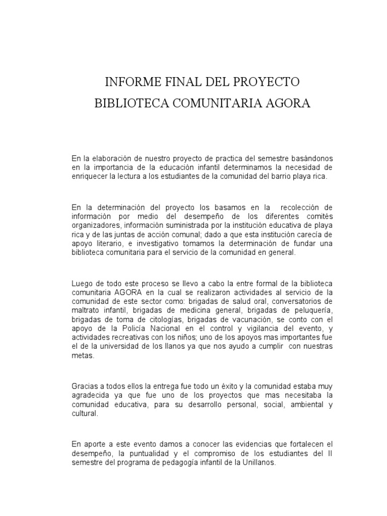 INFORME PROYECTO Playa Rica | PDF