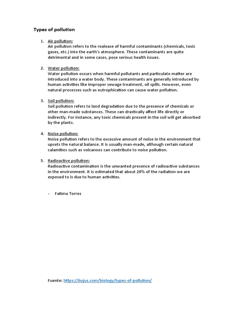 Types of Pollution | PDF