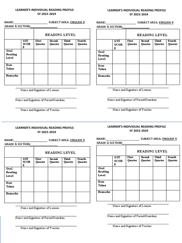 Reading Profile | PDF