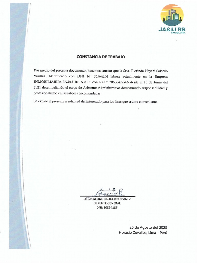 Contancia de Trabajo | PDF