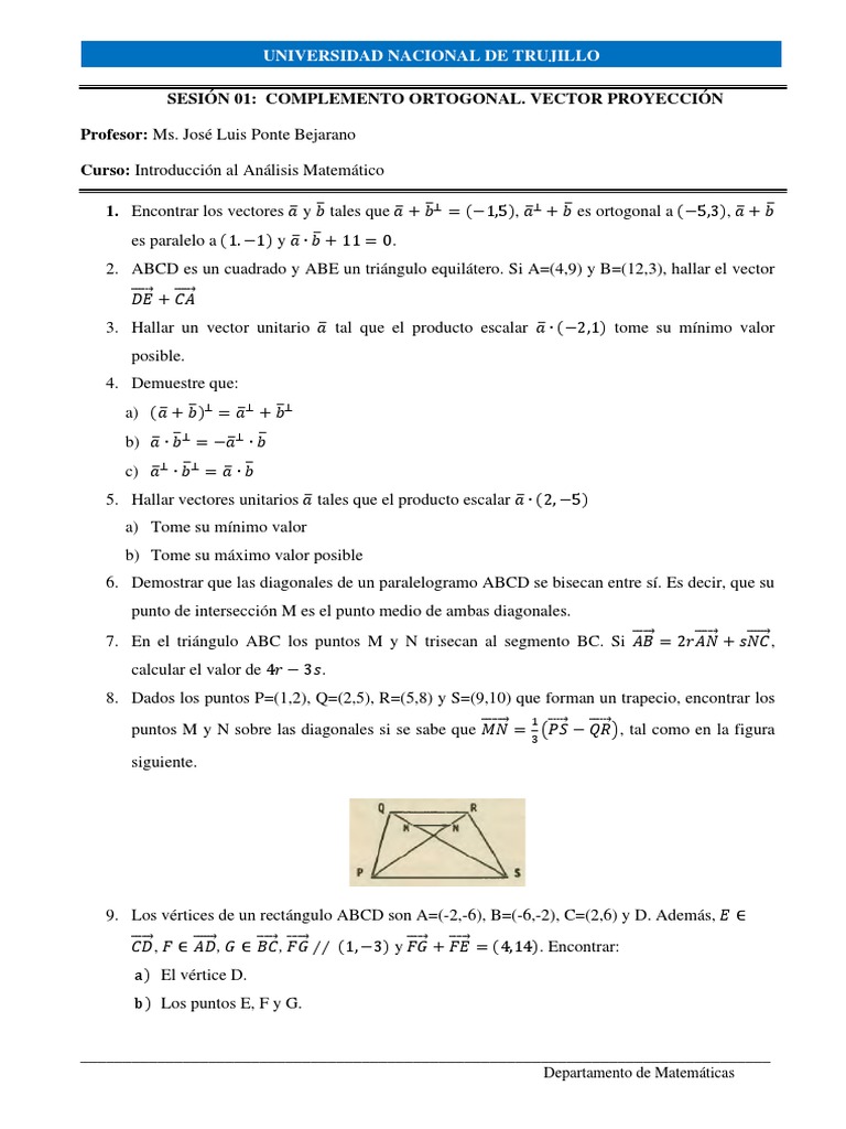 S1.4-HT-Complemento ortogonal y vector proyección | PDF | Triángulo ...