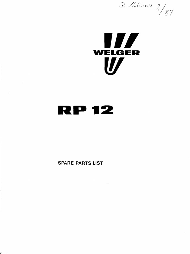 18921910-Welger Rp12 Service Parts Catalog Manual PDF | PDF