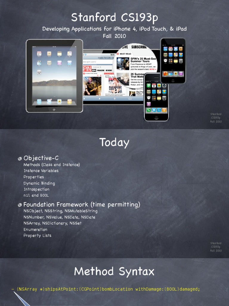 Stanford Cs193P: Developing Applications For Iphone 4, Ipod Touch, & Ipad Fall 2010 | PDF ...