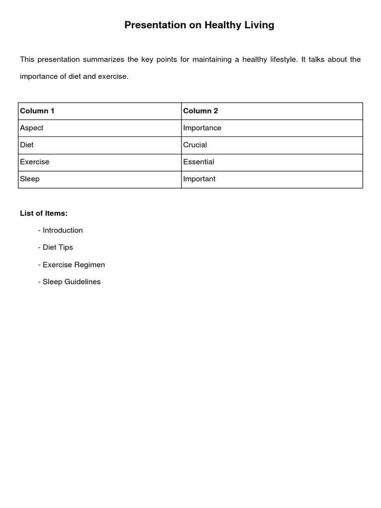 Presentation On Healthy Living | PDF | Self-Improvement