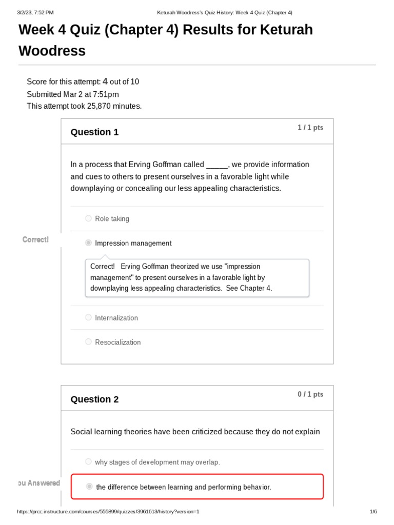 Keturah Woodress's Quiz History - Week 4 Quiz (Chapter 4) | PDF ...