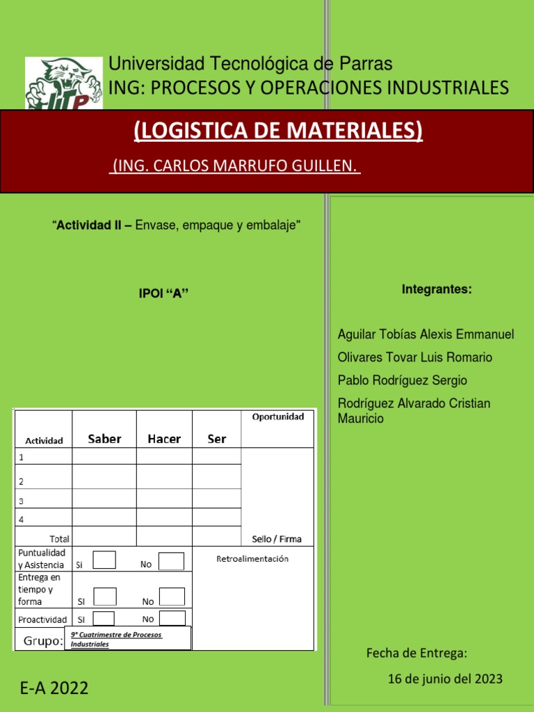 Actividad Ii Envase Empaque Y Embalaje Pdf Producto Negocio