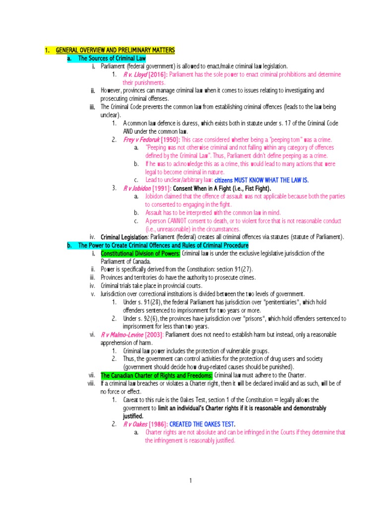 Criminal Law Outline | PDF | Mens Rea | Causation (Law)