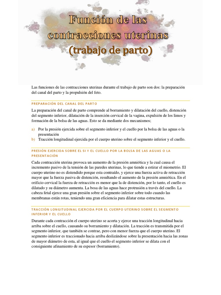 Tema 5 Funciones Contracciones | PDF | Parto | Pelvis