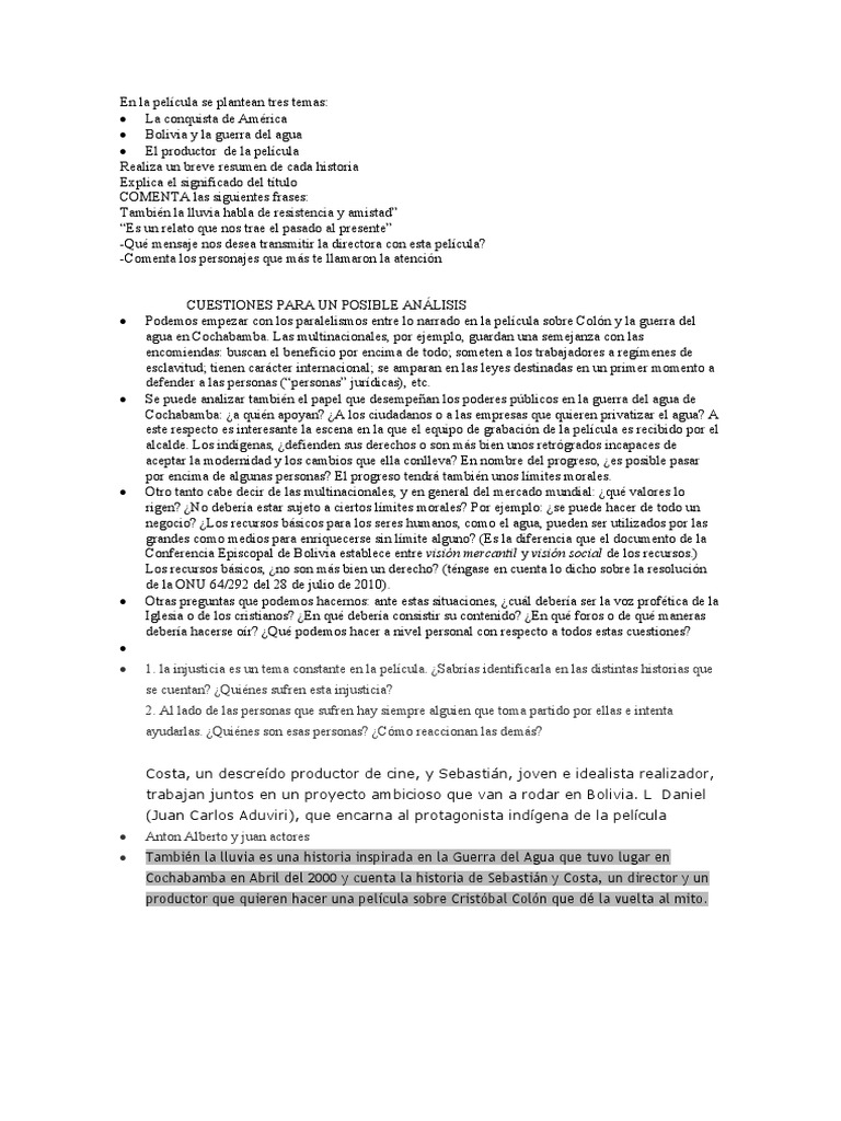 Tambien La Lluvia | PDF