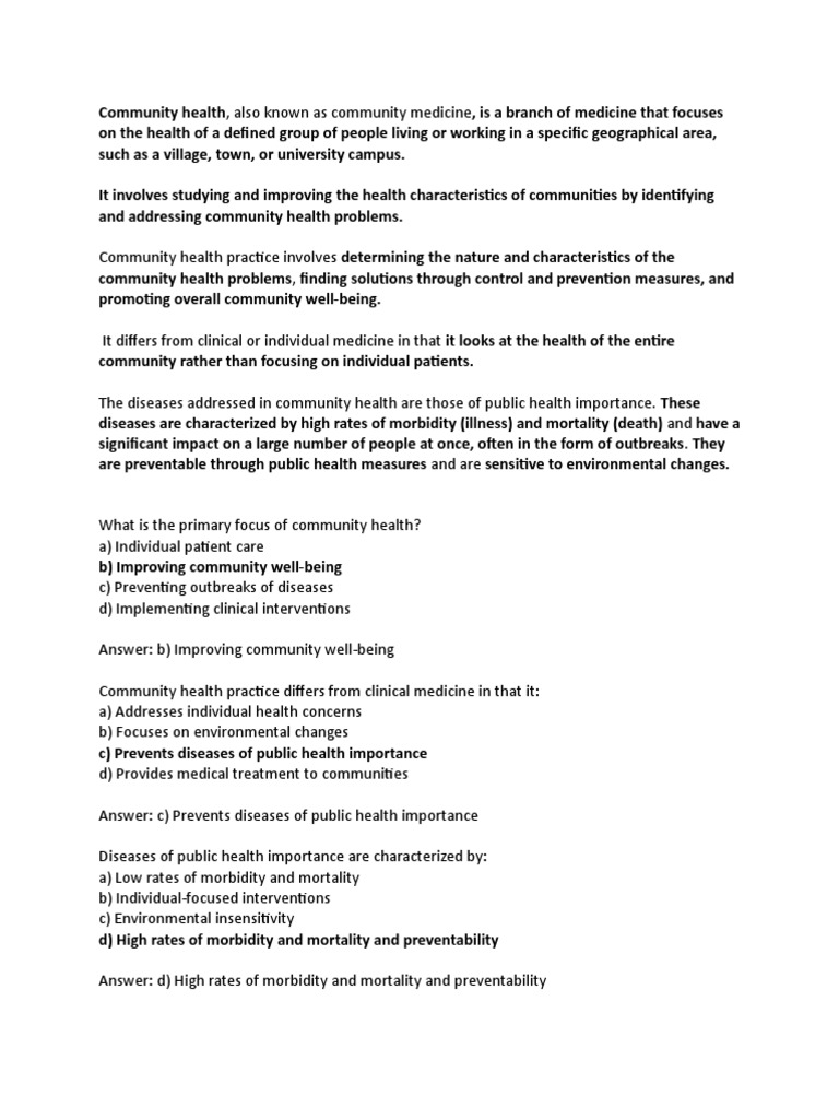 COMMUNITY HEALTH INTRODUCTION | PDF | Preventive Healthcare | Public Health