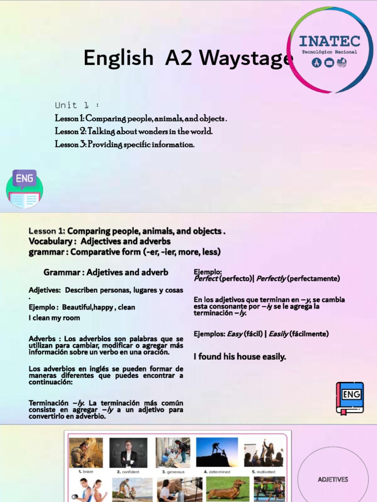 English A2 Waystage UNIT 1 | PDF | Semántica | Gramática