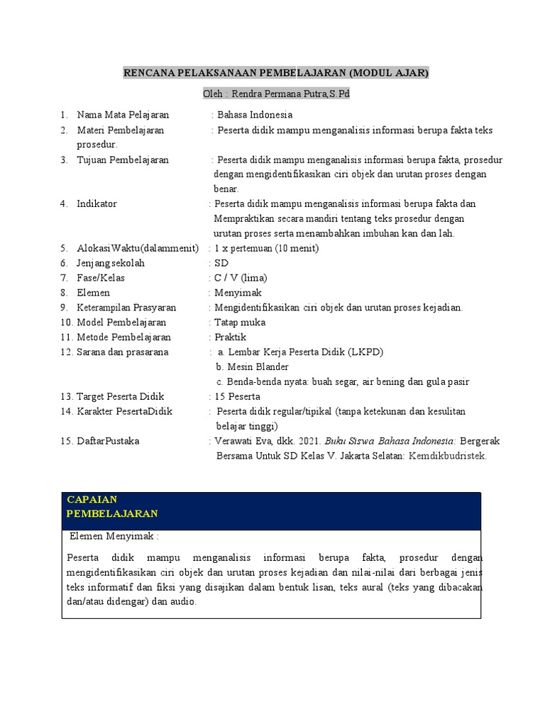 Modul Ajar Teks Prosedur | PDF | Karier & Perkembangan | Pengembangan Diri