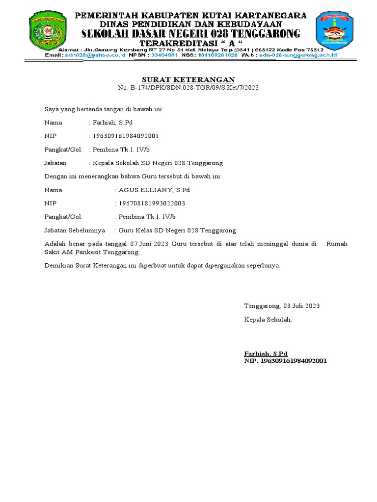 Surat Keterangan Meninggal Dunia | PDF