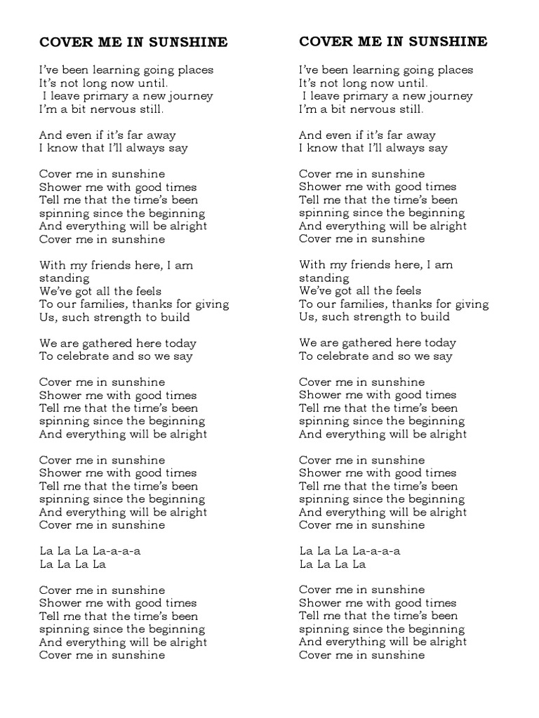 cover me in sunshine | PDF