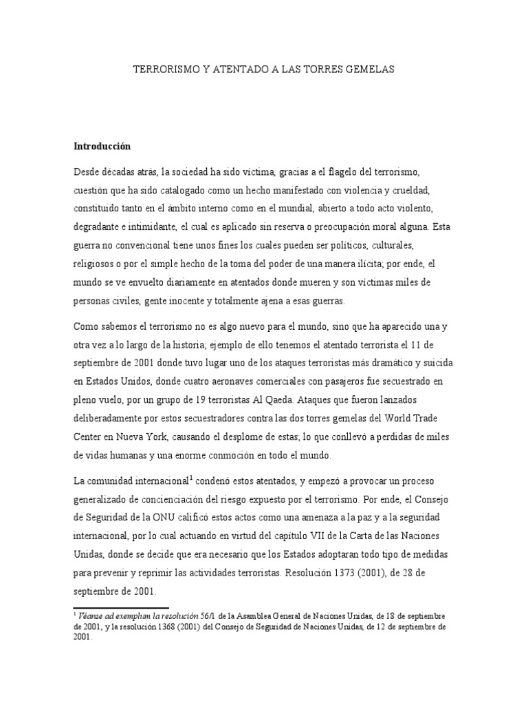 Impacto del Terrorismo: Torres Gemelas | PDF | Ataques del 11 de ...
