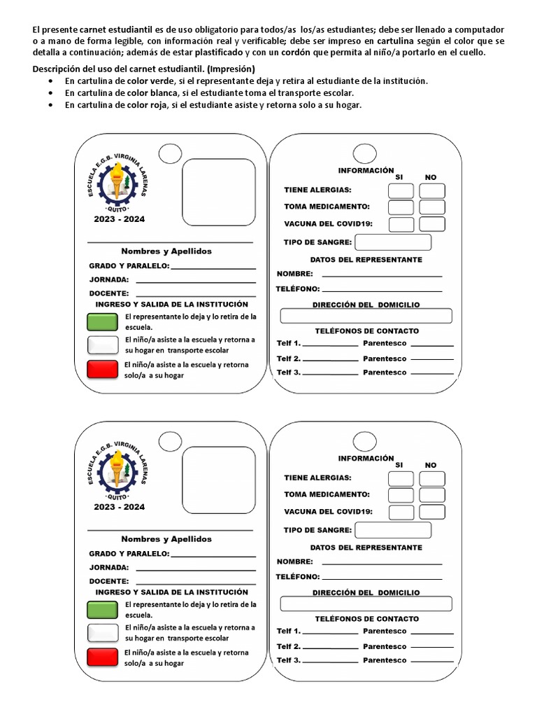 Carnet Estudiantil-1 | PDF