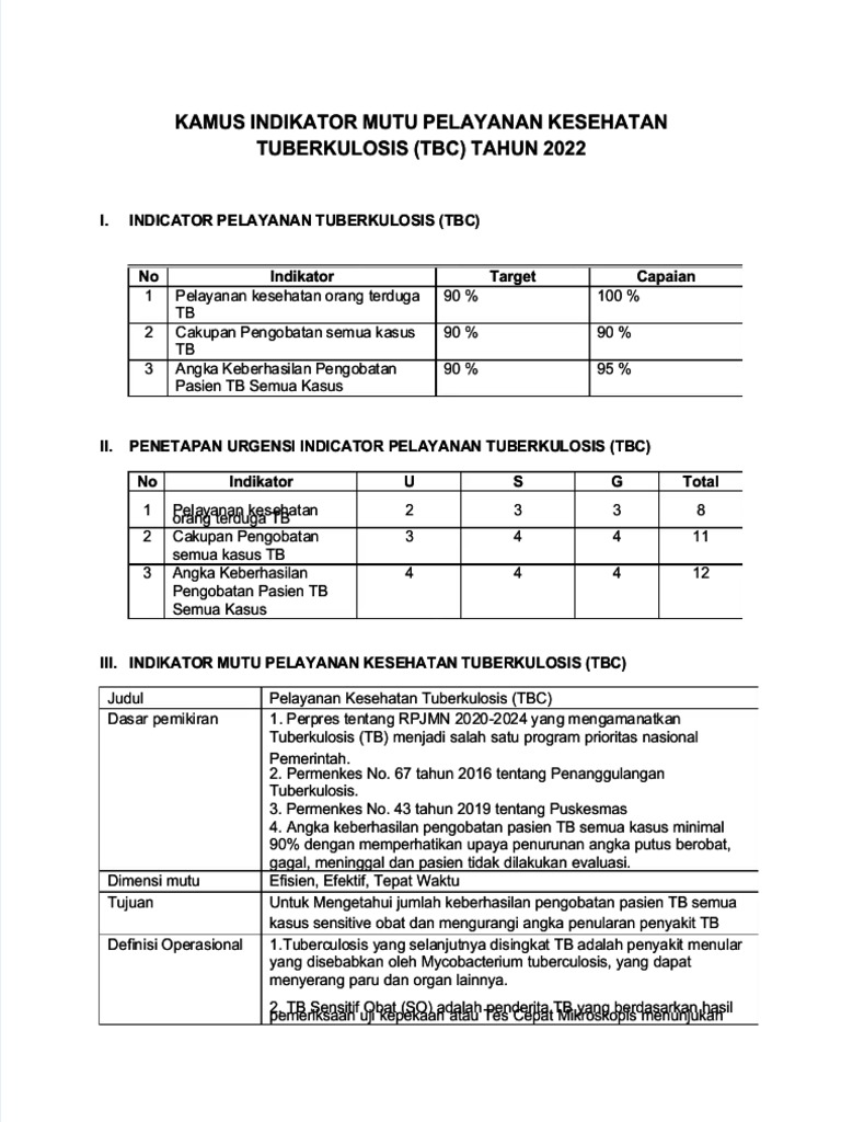 PDF Indikator Mutu TBC 2022 - Compress | PDF