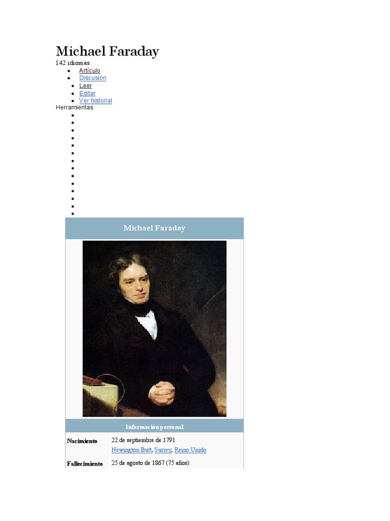 Michael Faraday | PDF | Materiales | Física Aplicada e Interdisciplinaria