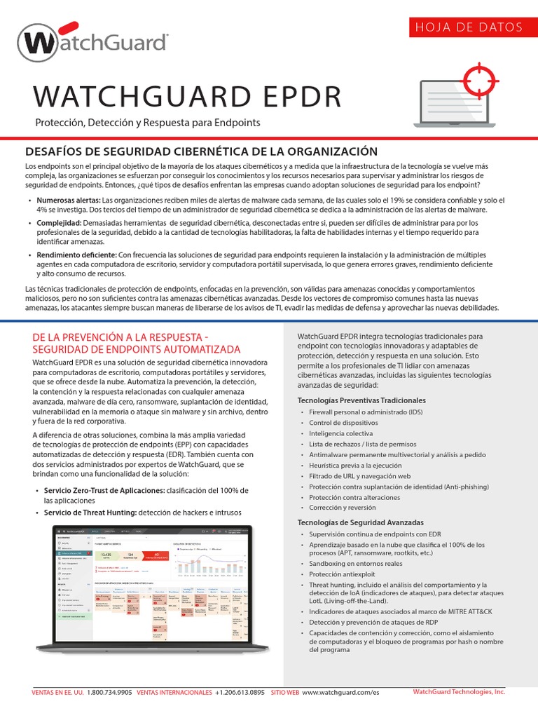 Datasheet - Endpoint Watchguard EPDR | PDF | La seguridad informática ...