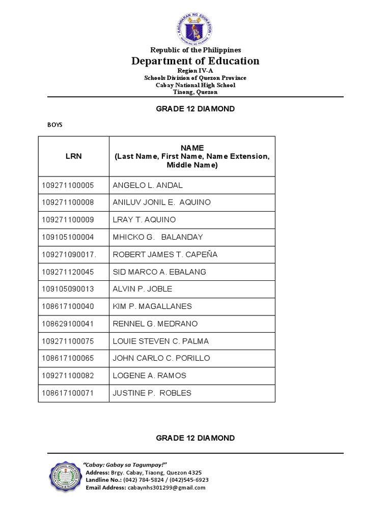Grade 12 Diamond and Grade 12 Ruby For Diploma | PDF | Philippines ...