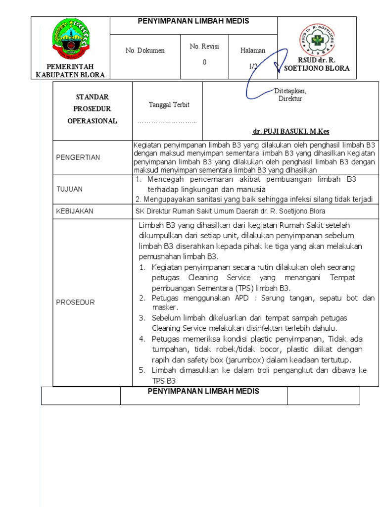 Sop Penyimpanan Tps b3 | PDF
