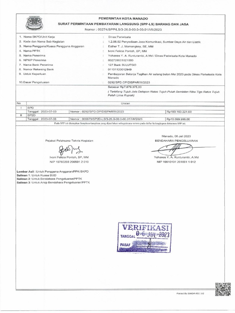 Surat Pengantar SPP Ls | PDF