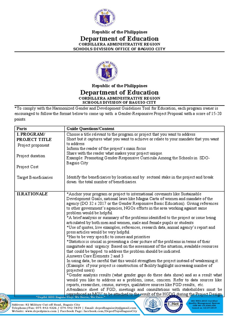 Gender Responsive Proposal Suggested Format 1 | PDF | Art