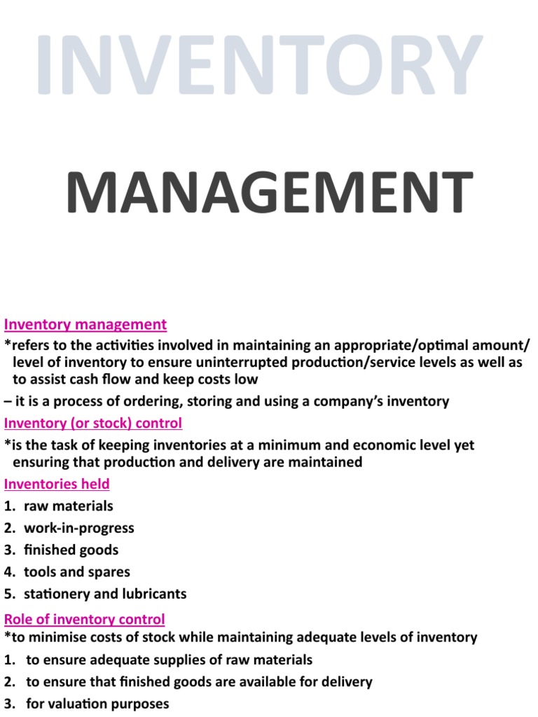 Inventory Management | PDF | Inventory | Lean Manufacturing