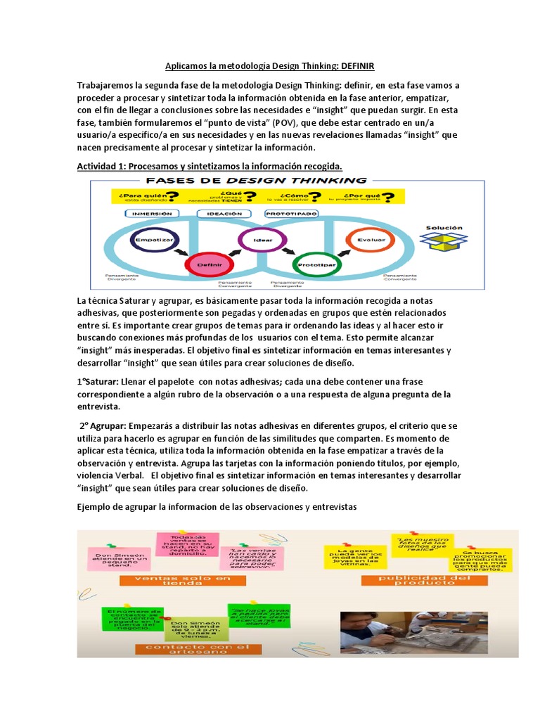 Aplicamos La Metodología Design Thinking DEFINIR 3° | PDF | Diseño | Información