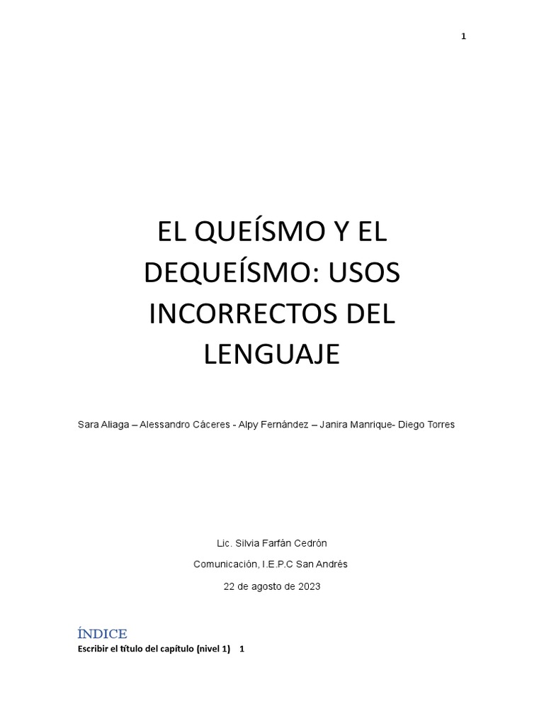 EL QUEÍSMO Y EL DEQUEÍSMO | PDF | Gramática | Comunicación