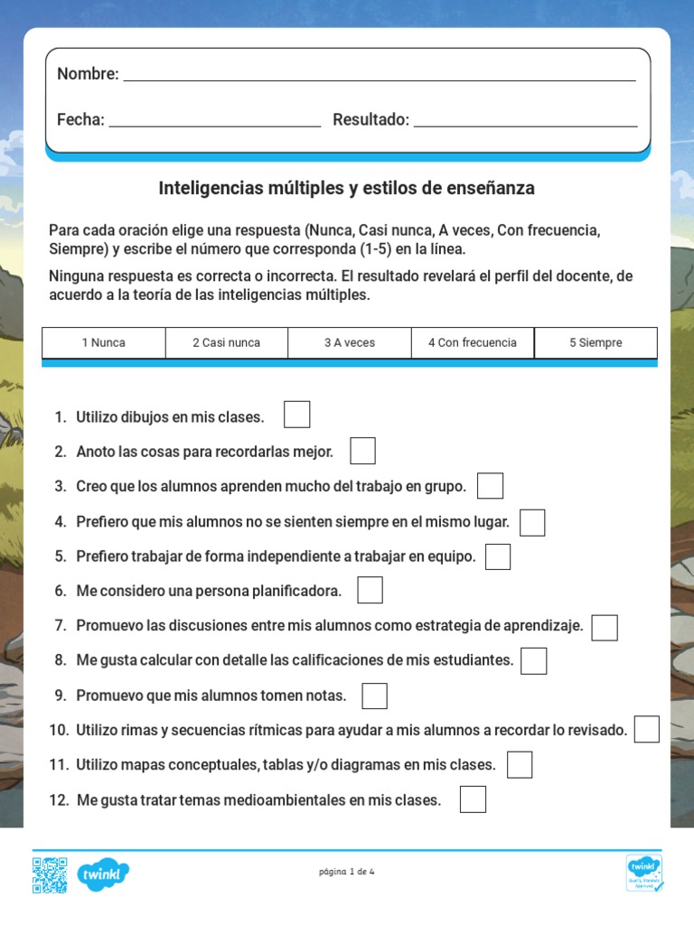 Test de Inteligencias Multiples | PDF | Aprendizaje | Cognición