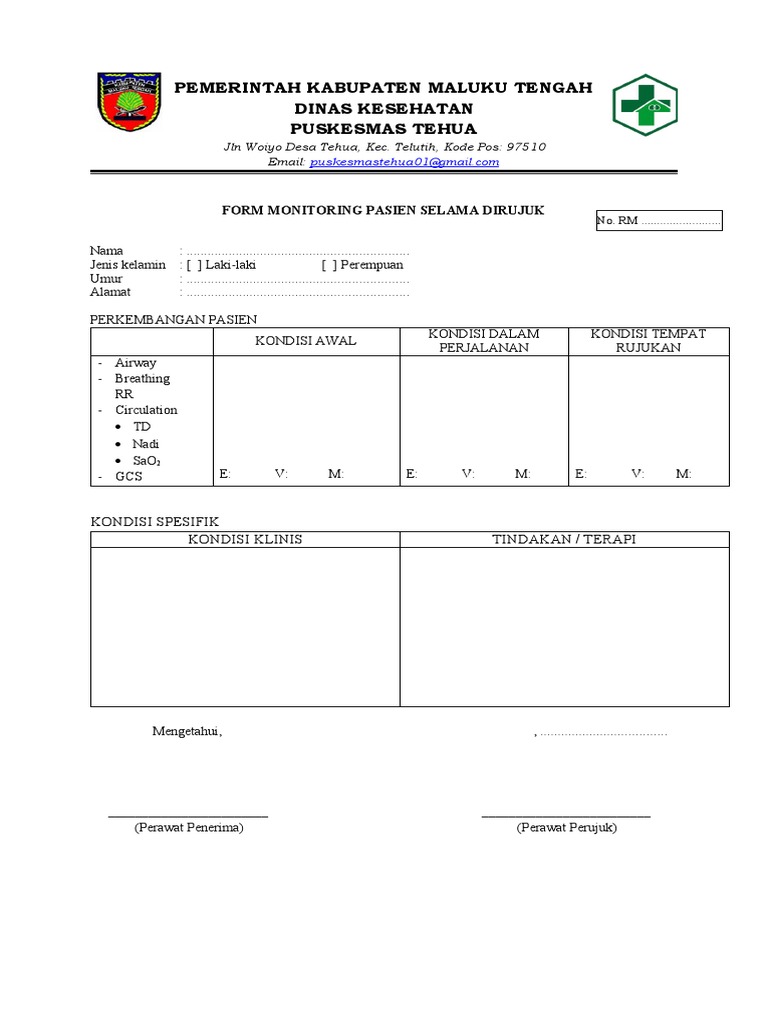 7.5.4.1 Form Monitoring Pasien Selama Dirujuk | PDF