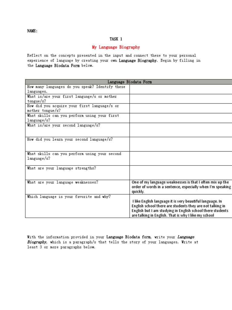 My Language Biography | PDF