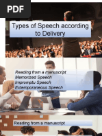 Types of Speeches According To Delivery | PDF | Nonverbal Communication ...