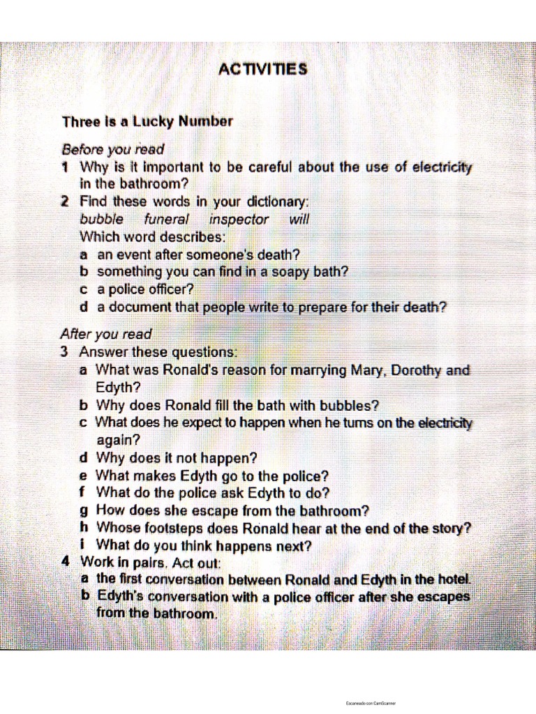 Lucky Number Three - Activities | PDF