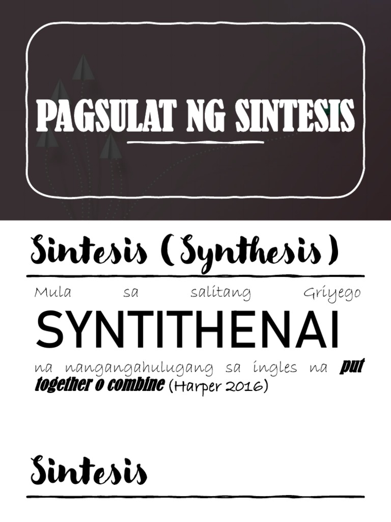 Pagsulat NG Sintesis | PDF
