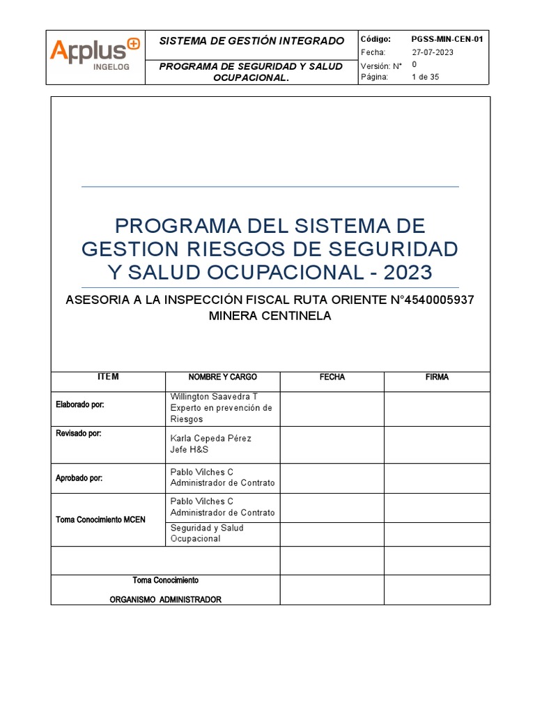 Programa Mcen | Descargar gratis PDF | Seguridad y salud ocupacional ...