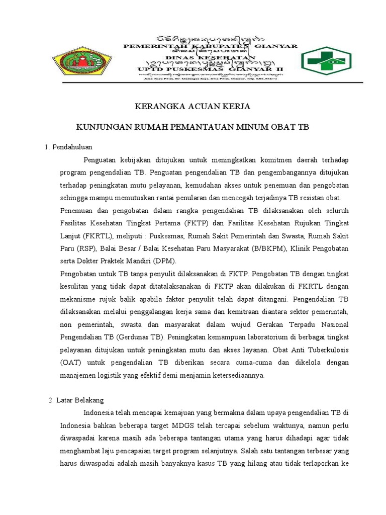 Kak Kunjungan Rumah Pemantauan Minum Obat TB | PDF