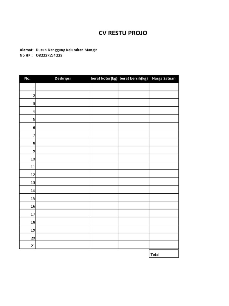 Invoice Contoh 1 | PDF