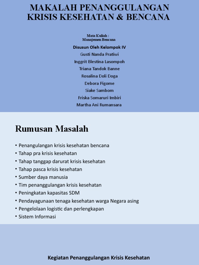 Informasi Pra Krisis Kesehatan Bencana | PDF