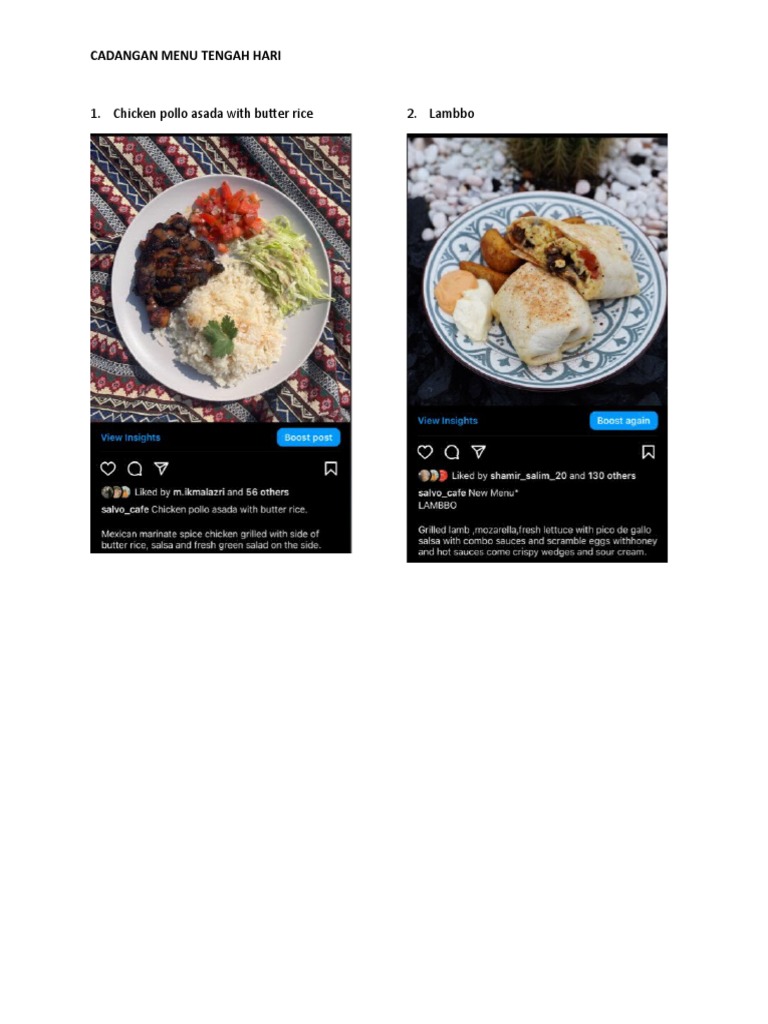Menu Tengah Hari: Pollo & Lambbo | PDF