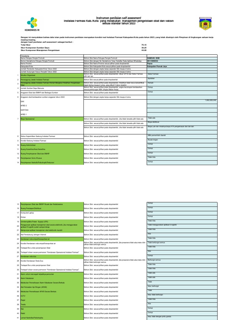 Puja Instrument Penilaian IFK Sesuai Standar TAHUN 2023 | PDF